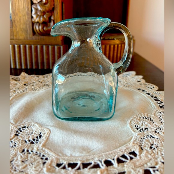Accents | Vintage Pitcher Blue Glass Small | Poshmark